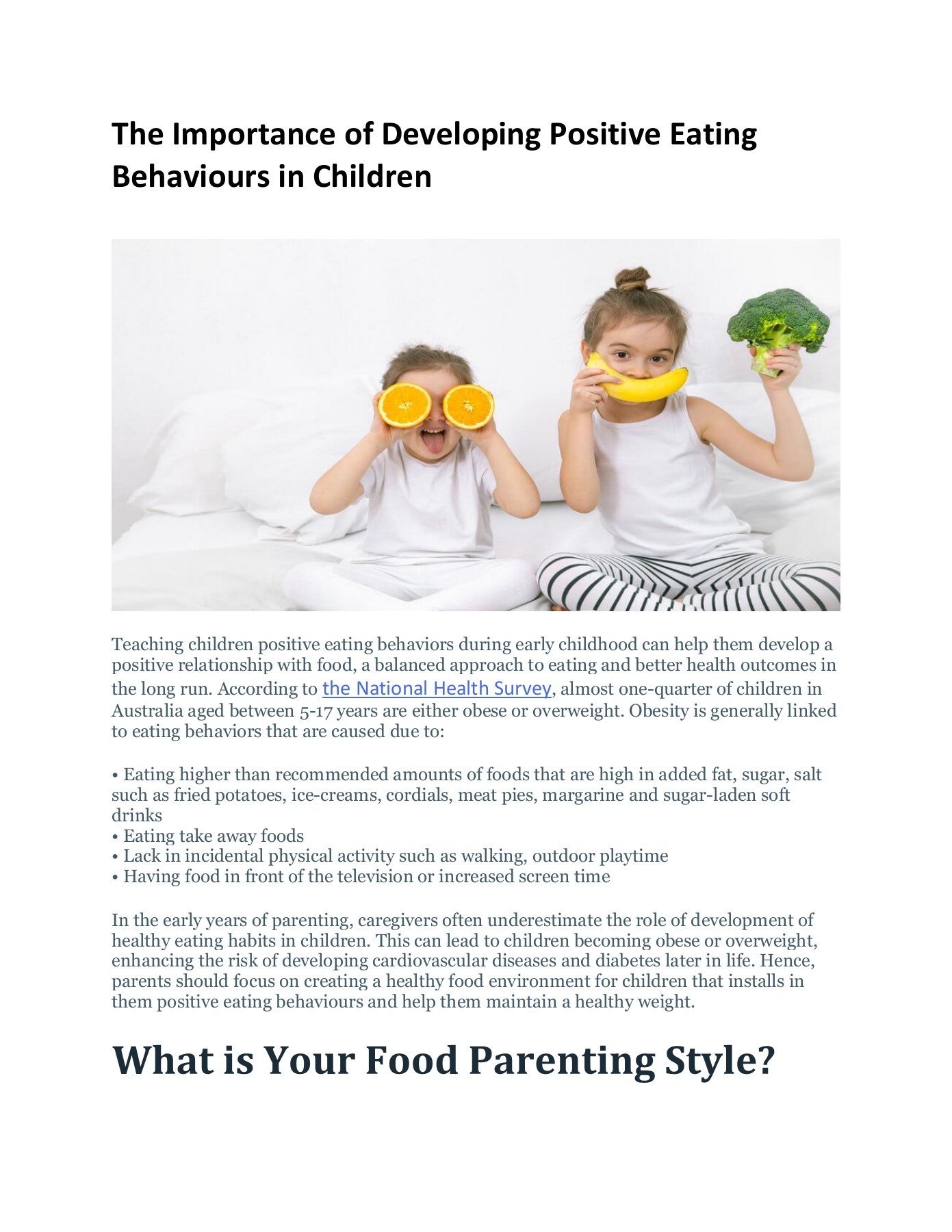 The Importance of Developing Positive Eating Behaviours in Children ...