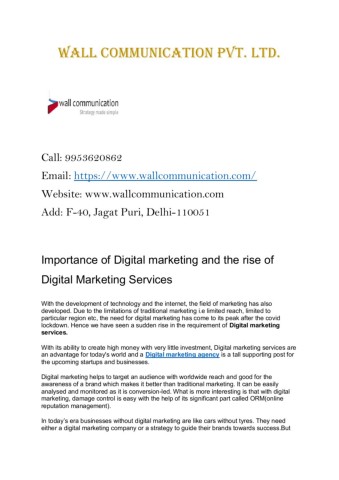 Digital Marketing Services in Delhi | Wall Communication