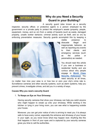 Hire World Class Security in Hollywood - International SGS ...