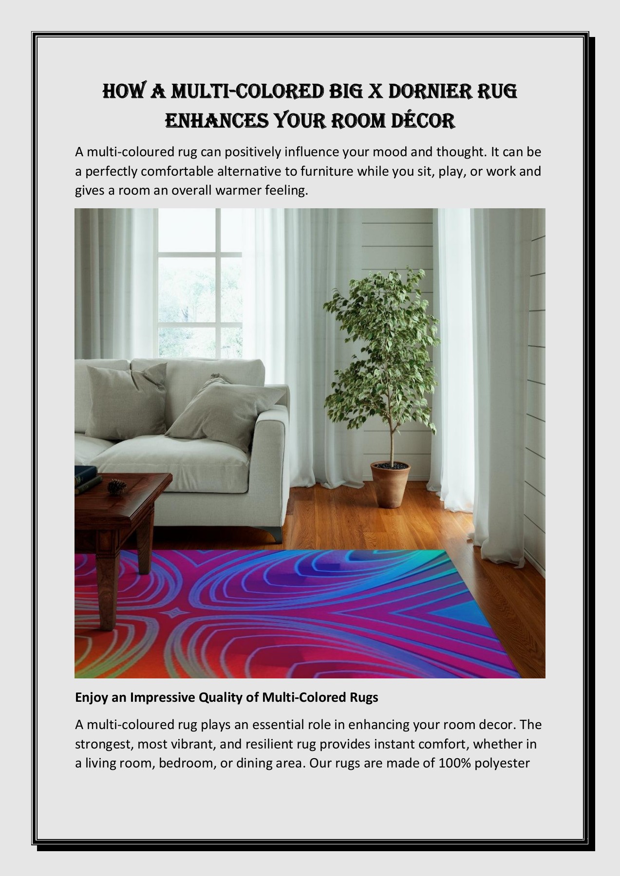 How A Multi-Colored Big X Dornier Rug Enhances Your Room Décor - Lilly ...