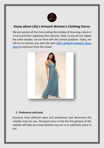 Know About Lilly’s Artwork Women's Clothing Stores