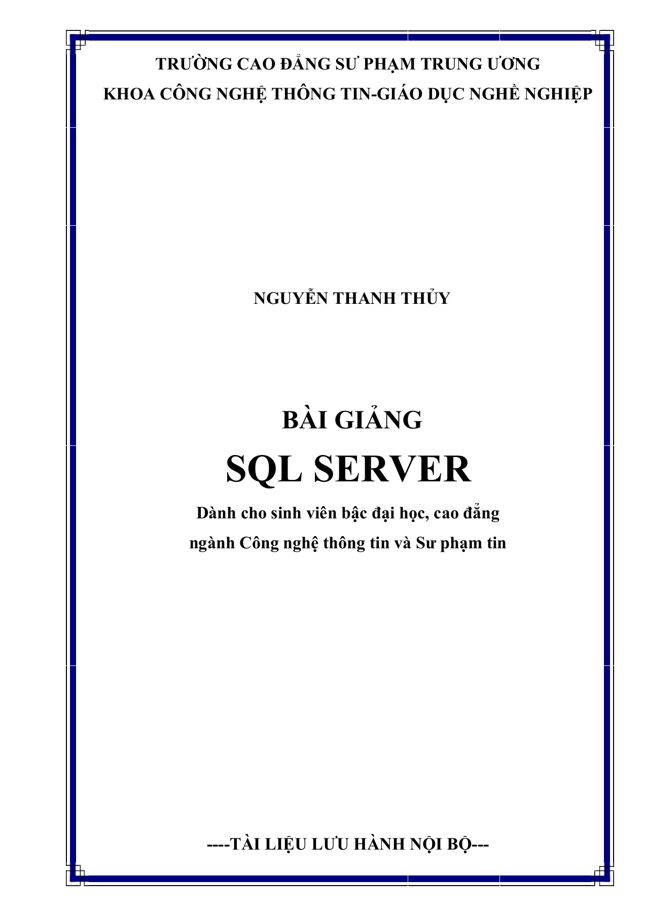 BaiGiang_SQLServer_NguyenThanhThuy_2022 - Thủy Nguyễn - Trang 2 | PDF lật trang trực tuyến ...