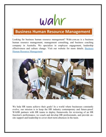 Business Human Resource Management Wahr.com - Western Australia - Page 1 - 2 | Flip PDF Online ...