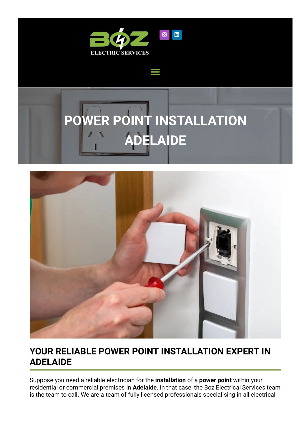 Power Point Installation Adelaide - BOZ Electric Services - Page 1 - 4 ...