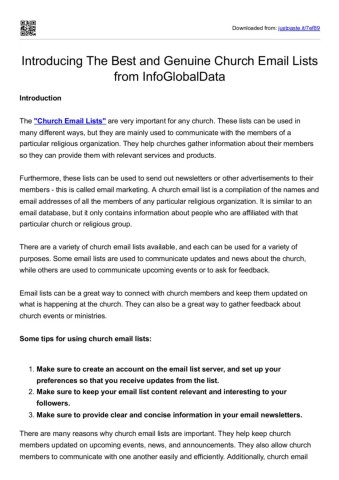 Introducing The Best and Genuine Church Email Lists - shawnleane4 ...