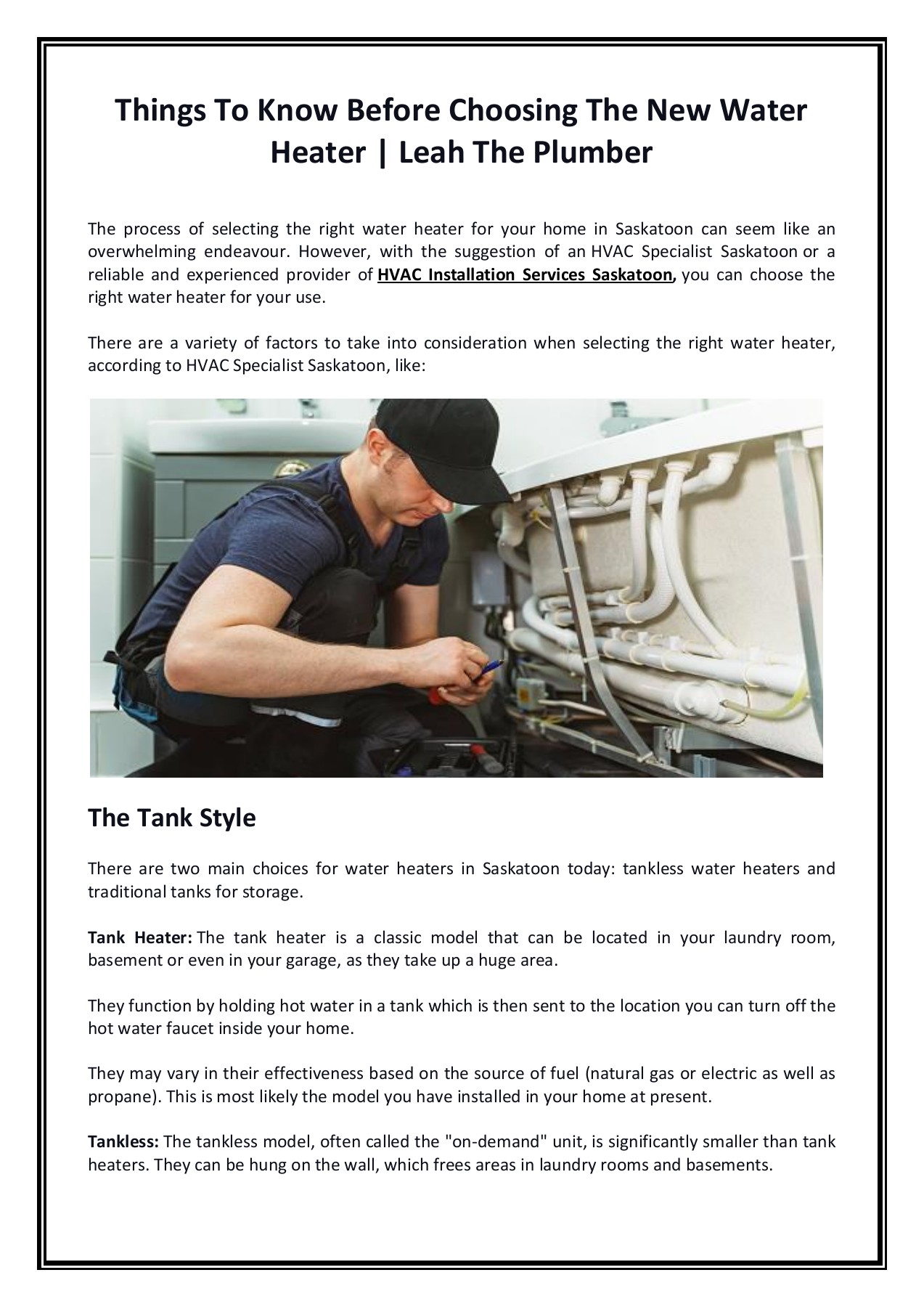 Things To Know Before Choosing The New Water Heater - Leah The Plumber - Page 1 - 3 | Flip PDF ...