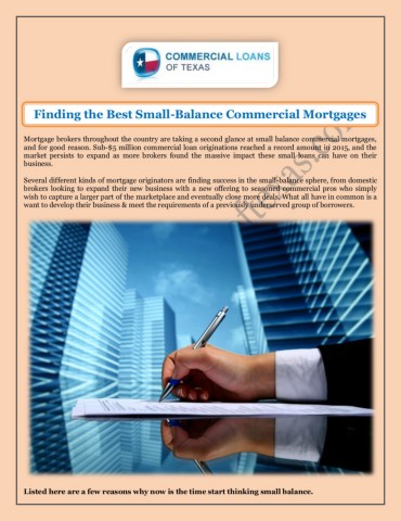 Finding the Best Small-Balance Commercial Mortgages
