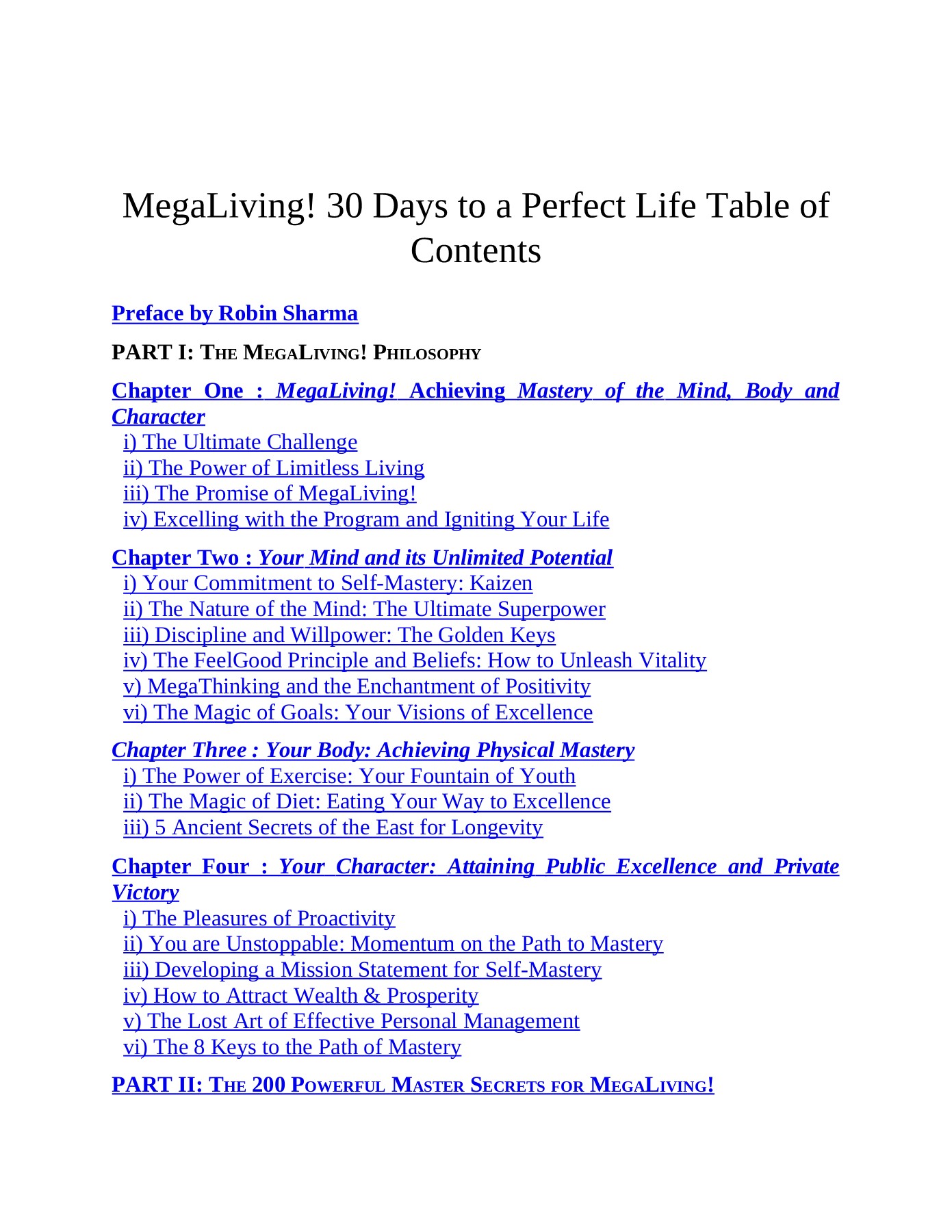 MegaLiving_ 30 Days To A Perfect Life BY ROBIN SHARMA - THE MANTHAN ...