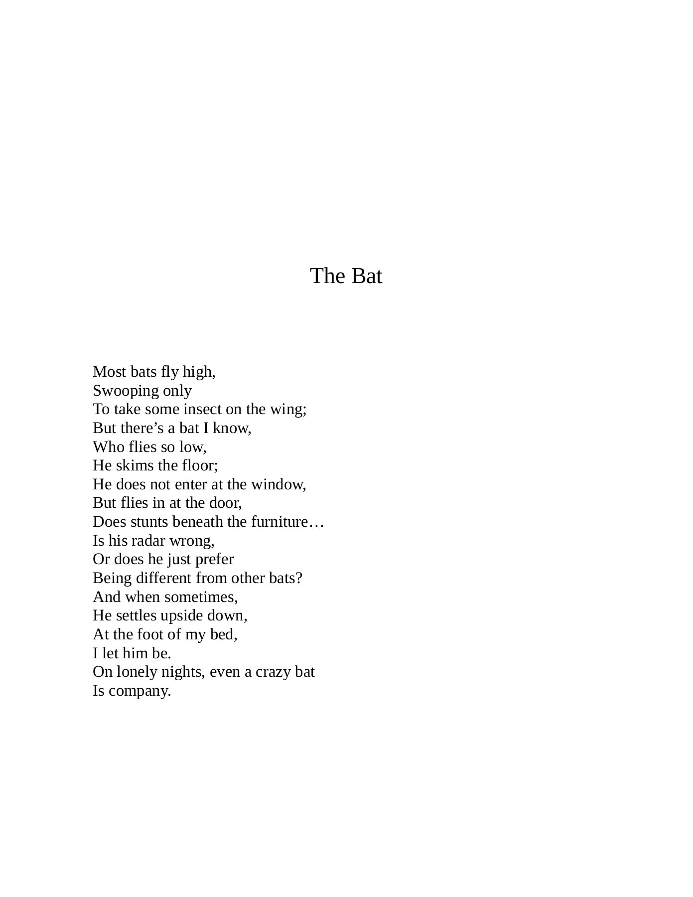 The Bat Poem By Ruskin Bond Analysis | Sitedoct.org