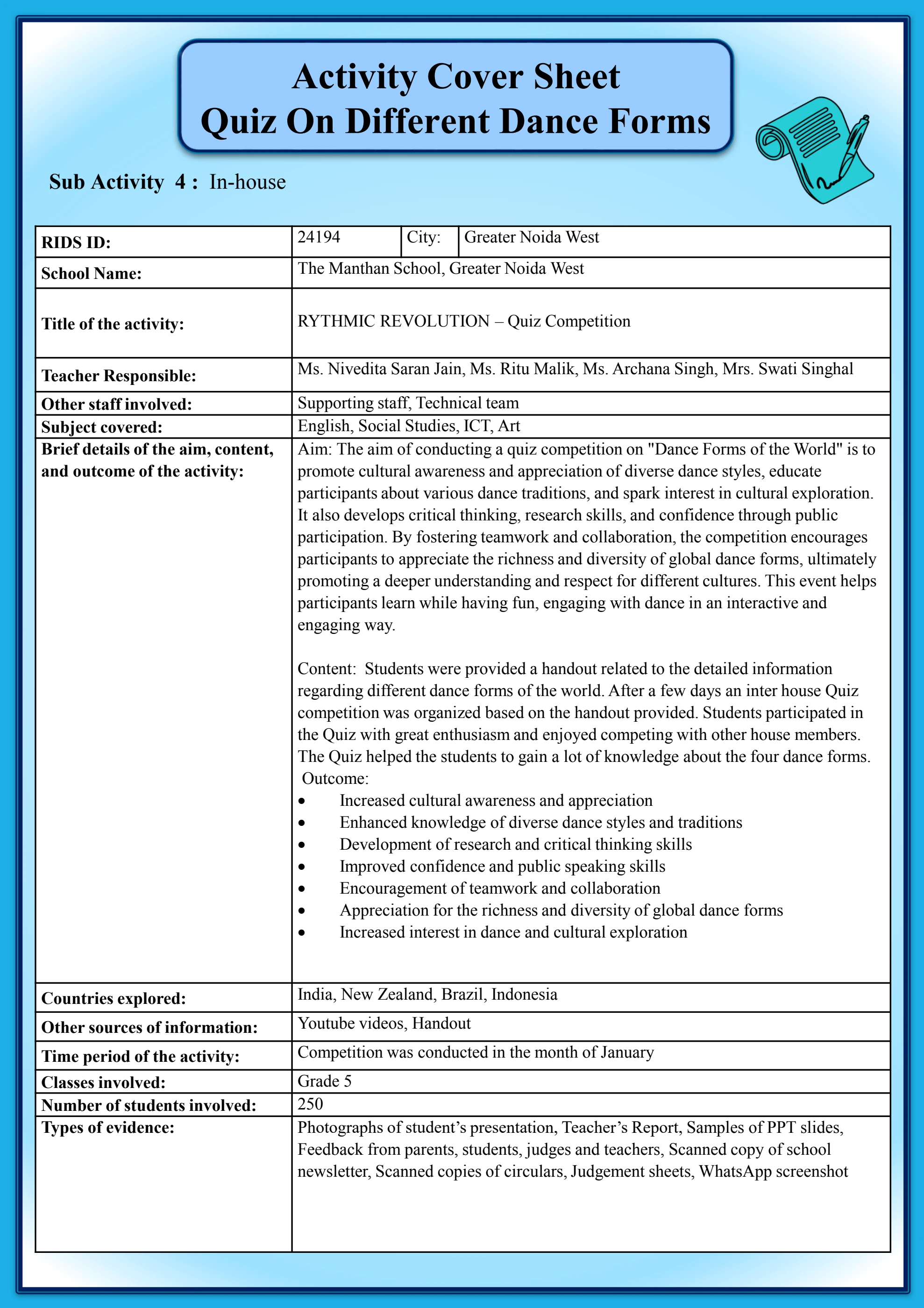 The Manthan School RIDS Dossier ID-RIDS24194 - THE MANTHAN SCHOOL ...