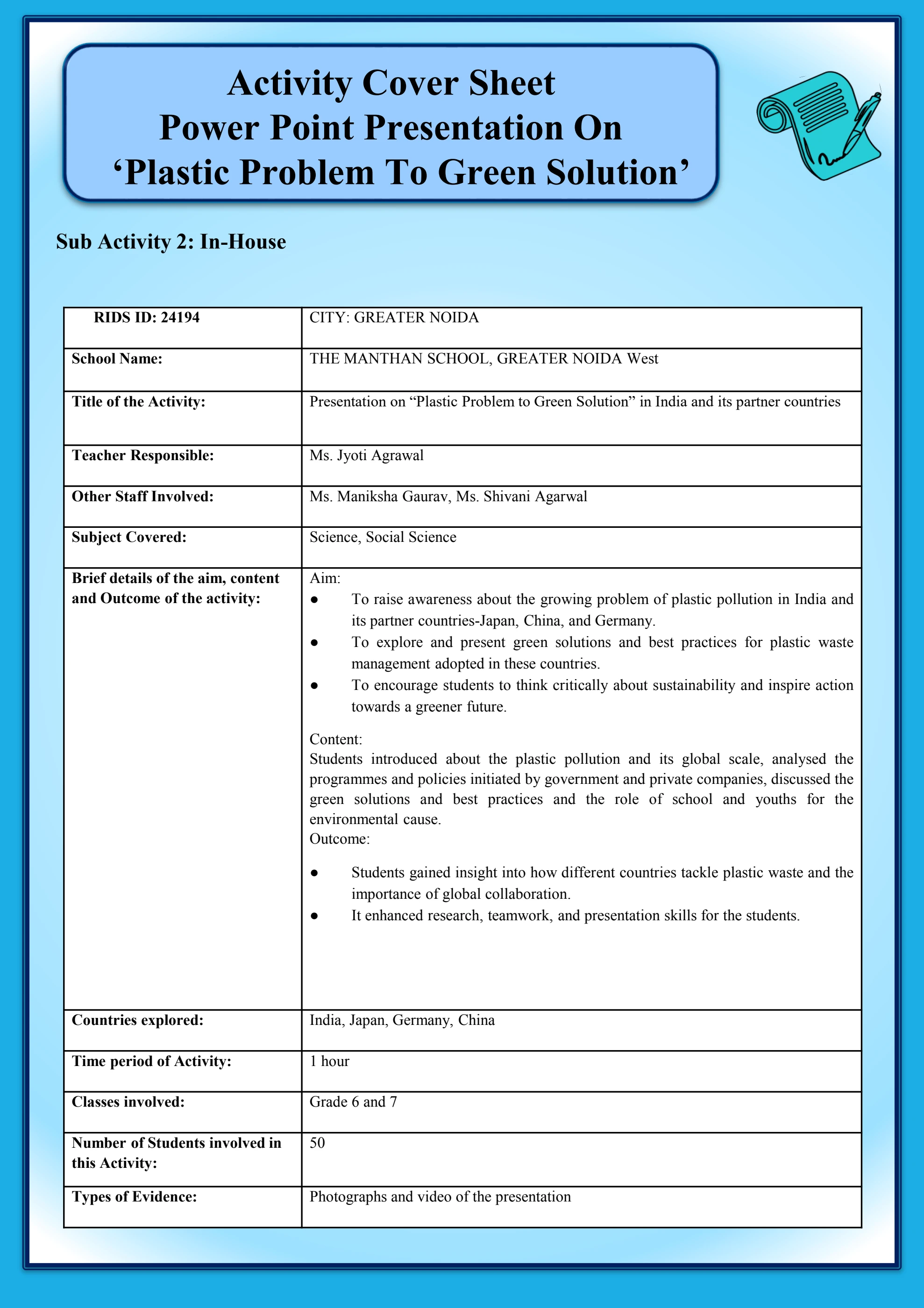 The Manthan School RIDS Dossier ID-RIDS24194 - THE MANTHAN SCHOOL ...