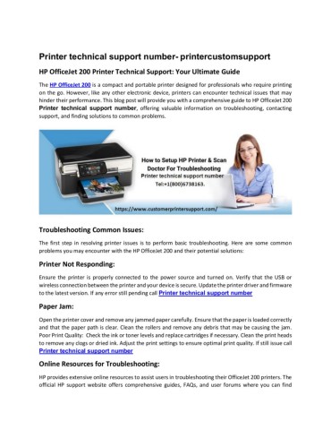 Printer technical support number- printercustomsupport