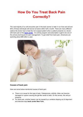 How Do You Treat Back Pain Correctly
