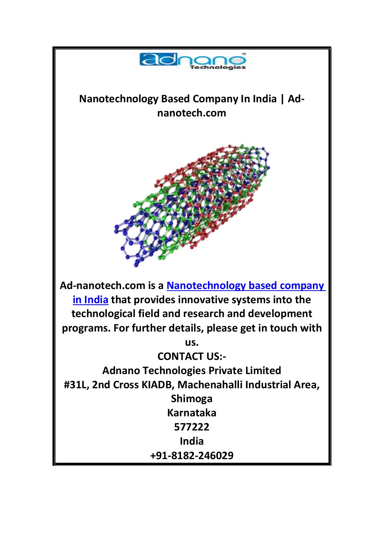 Nanotechnology Based Company In India Ad-nanotech.com - Adnano Tech - Page 1 - 1 | Flip PDF ...
