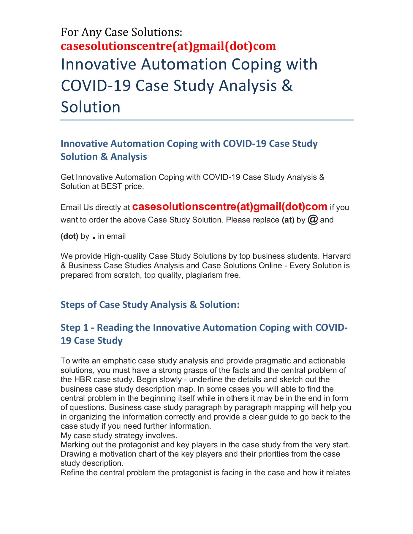 Innovative Automation Coping with COVID-19 Ivey Case Study Solution ...