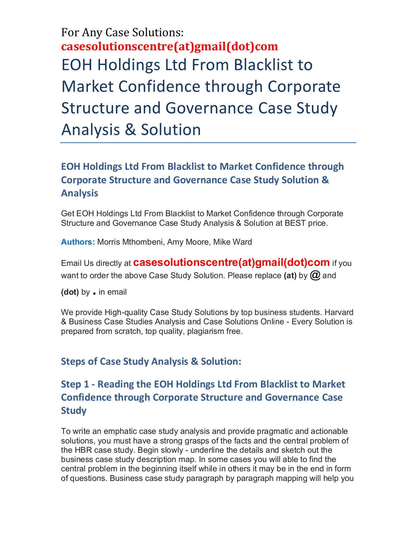 EOH Holdings Ltd From Blacklist to Market Confidence through Corporate ...