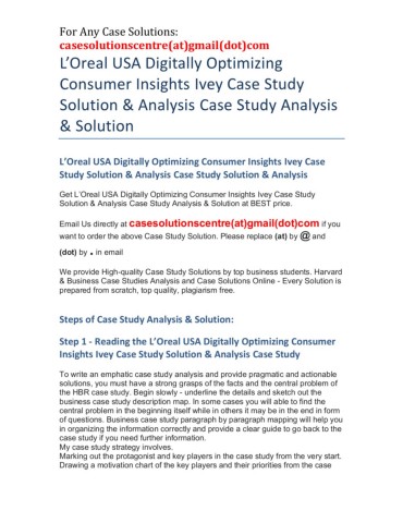 L'Oreal USA Digitally Optimizing Consumer Insights Ivey Case Study Solution & Analysis - Case ...