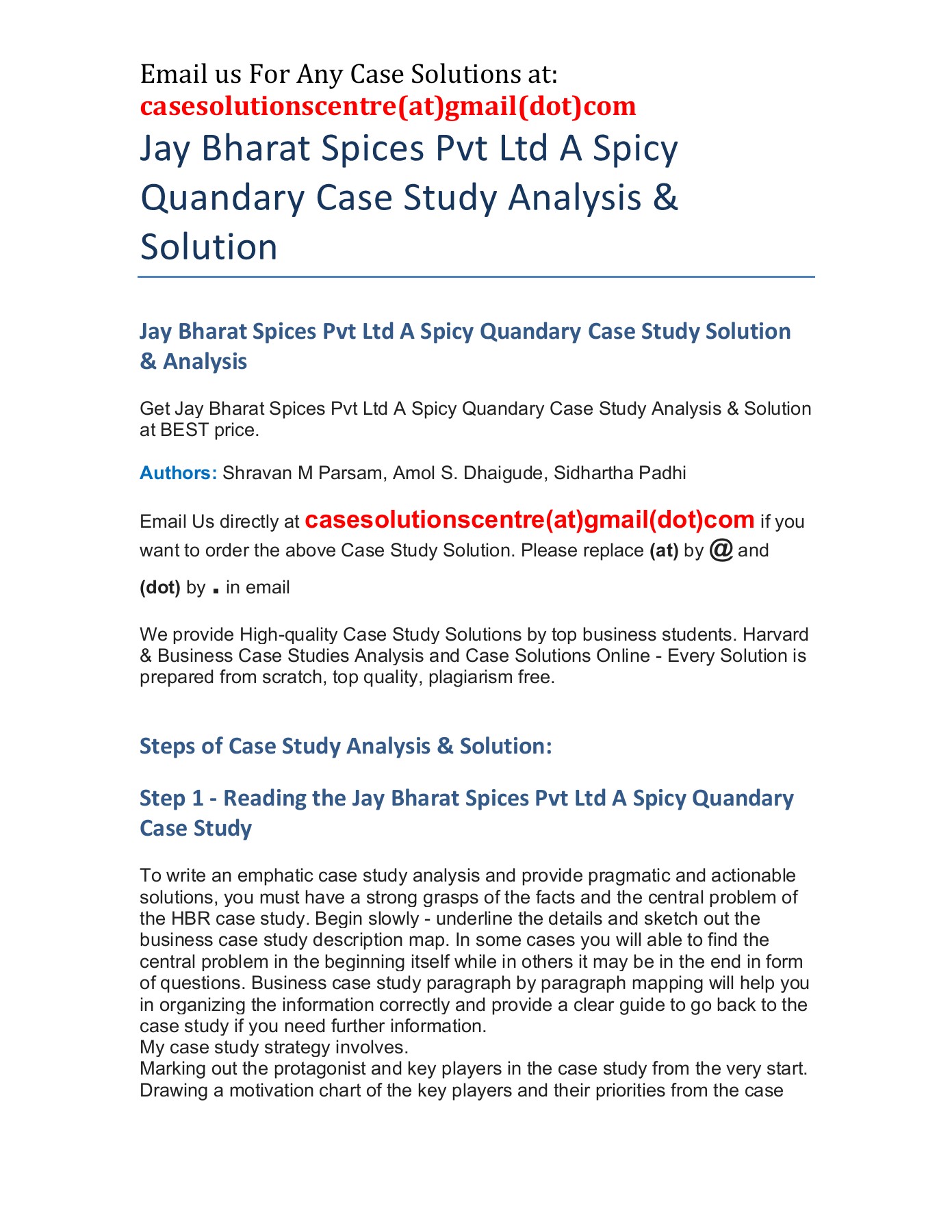 Jay Bharat Spices Pvt Ltd A Spicy Quandary Ivey Case Study Solution & Analysis - Case Study ...