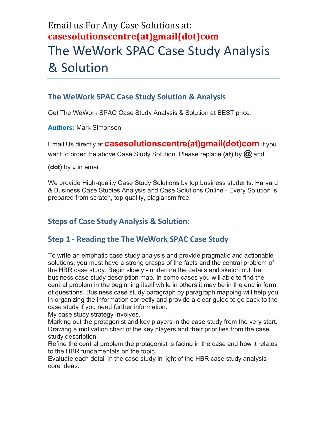 The WeWork SPAC Ivey Case Study Solution & Analysis - Case Study Solution Analysis 1 - Page 1 ...
