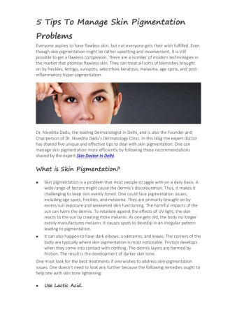 5 Tips To Manage Skin Pigmentation Problems