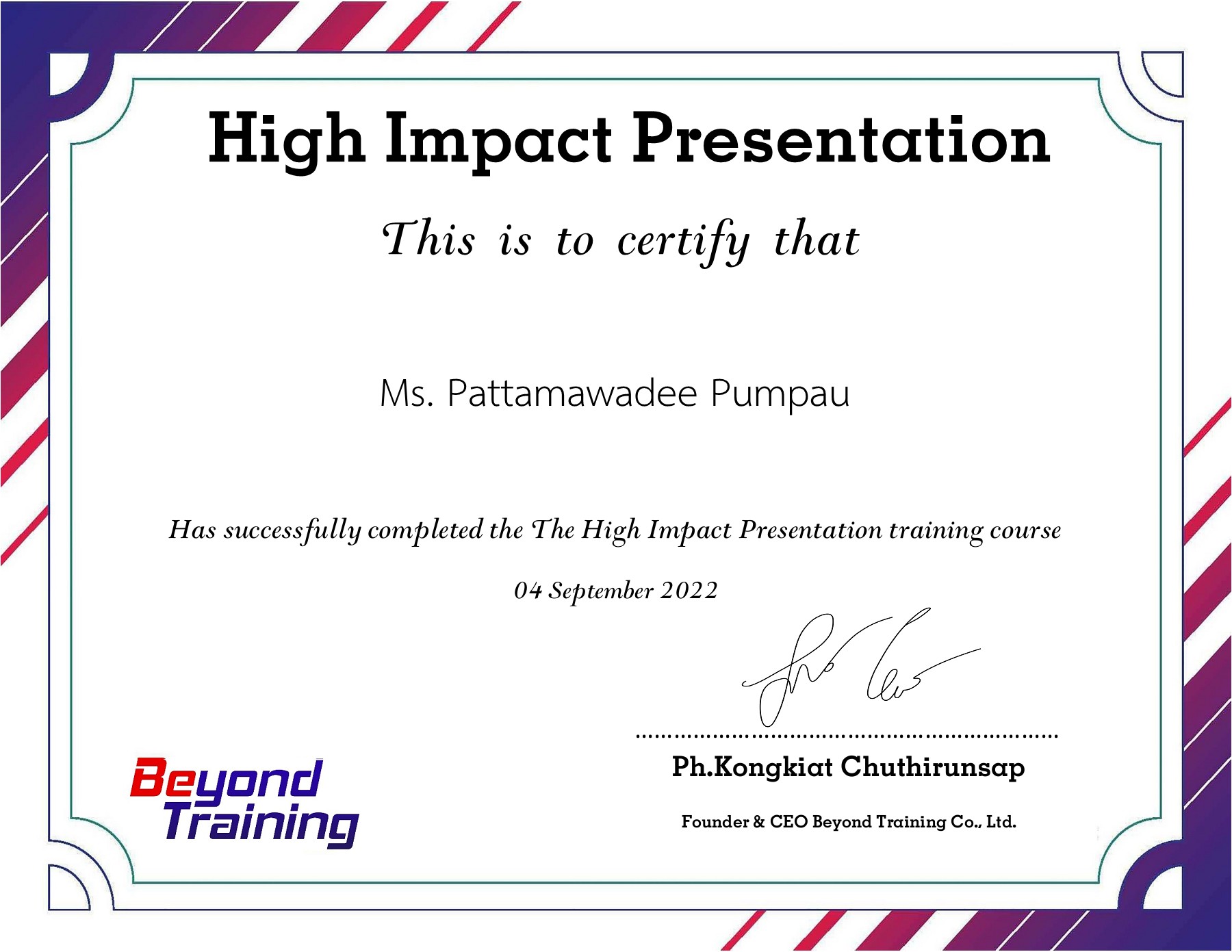 Certificate_High_Impact_Presentation-1 - Pattamawadee Pumpao - Page 1 - 1 | Flip PDF Online ...