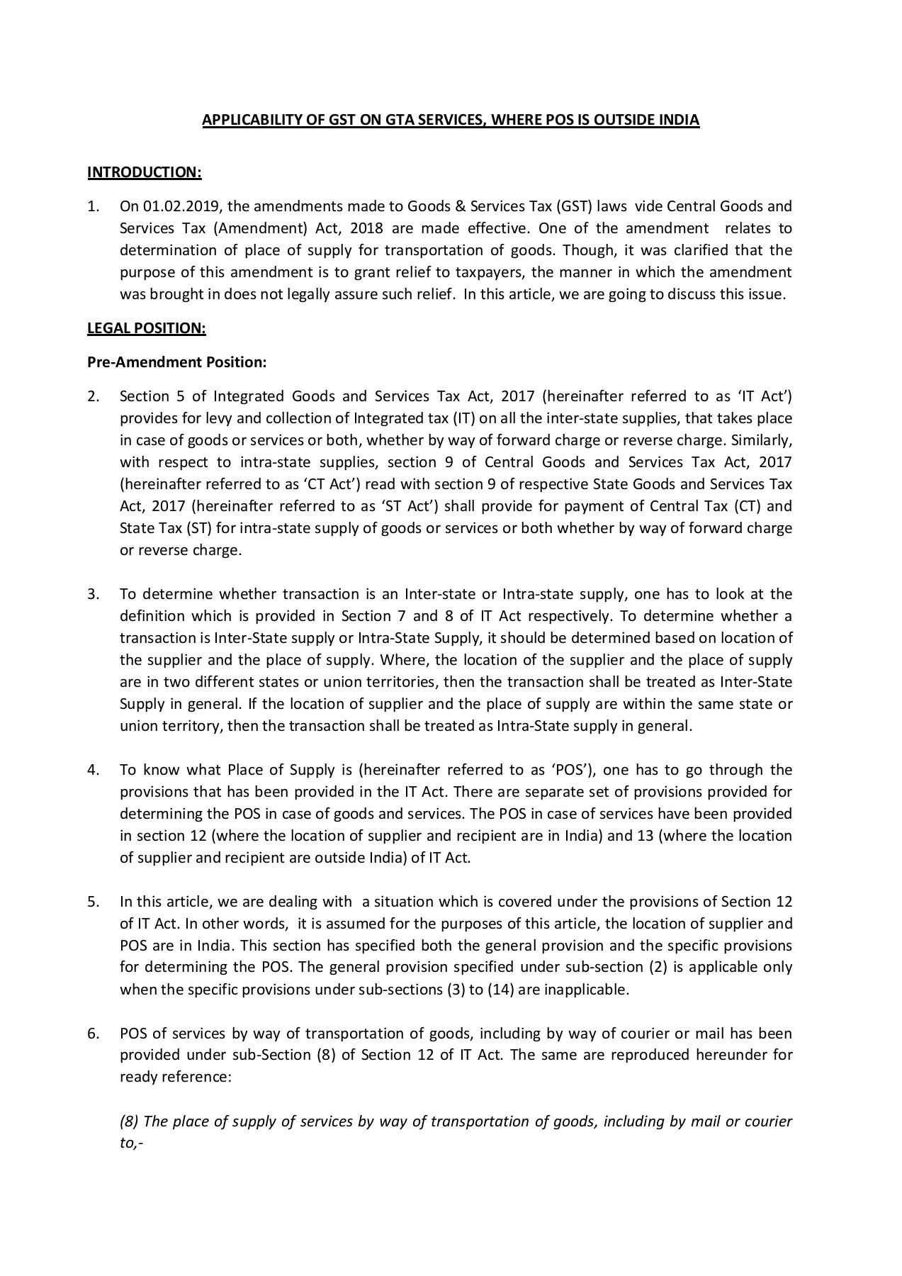 GST-Applicability-on-GTA-services-where-POS-is-outside-India - Sbs and Company LLP - Page 1 - 3 ...