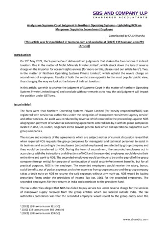 Analysis on Supreme Court Judgment in Northern Operating Systems ...