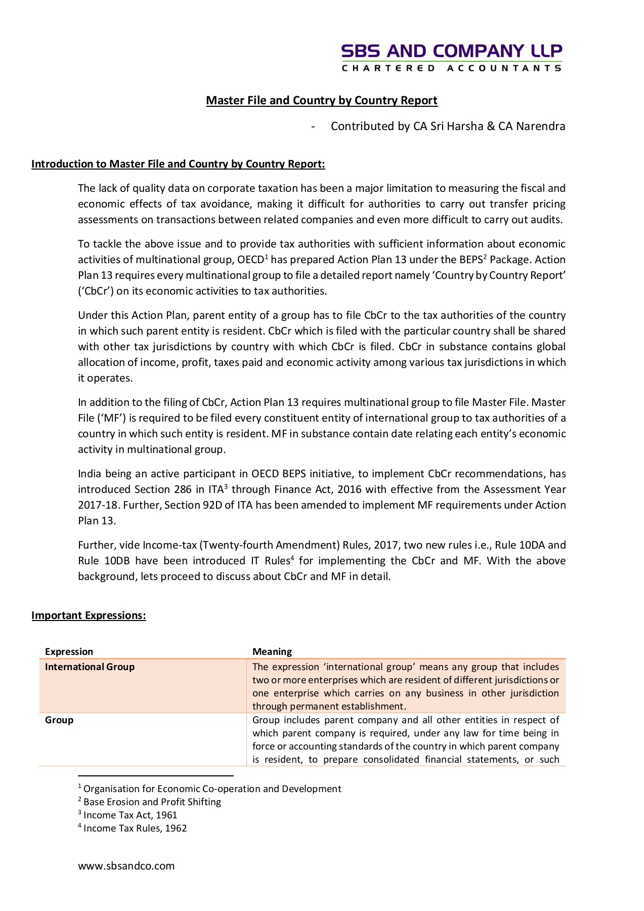 article-on-mf-and-cbcr-transfer-pricing - Sbs and Company LLP - Page 1 ...