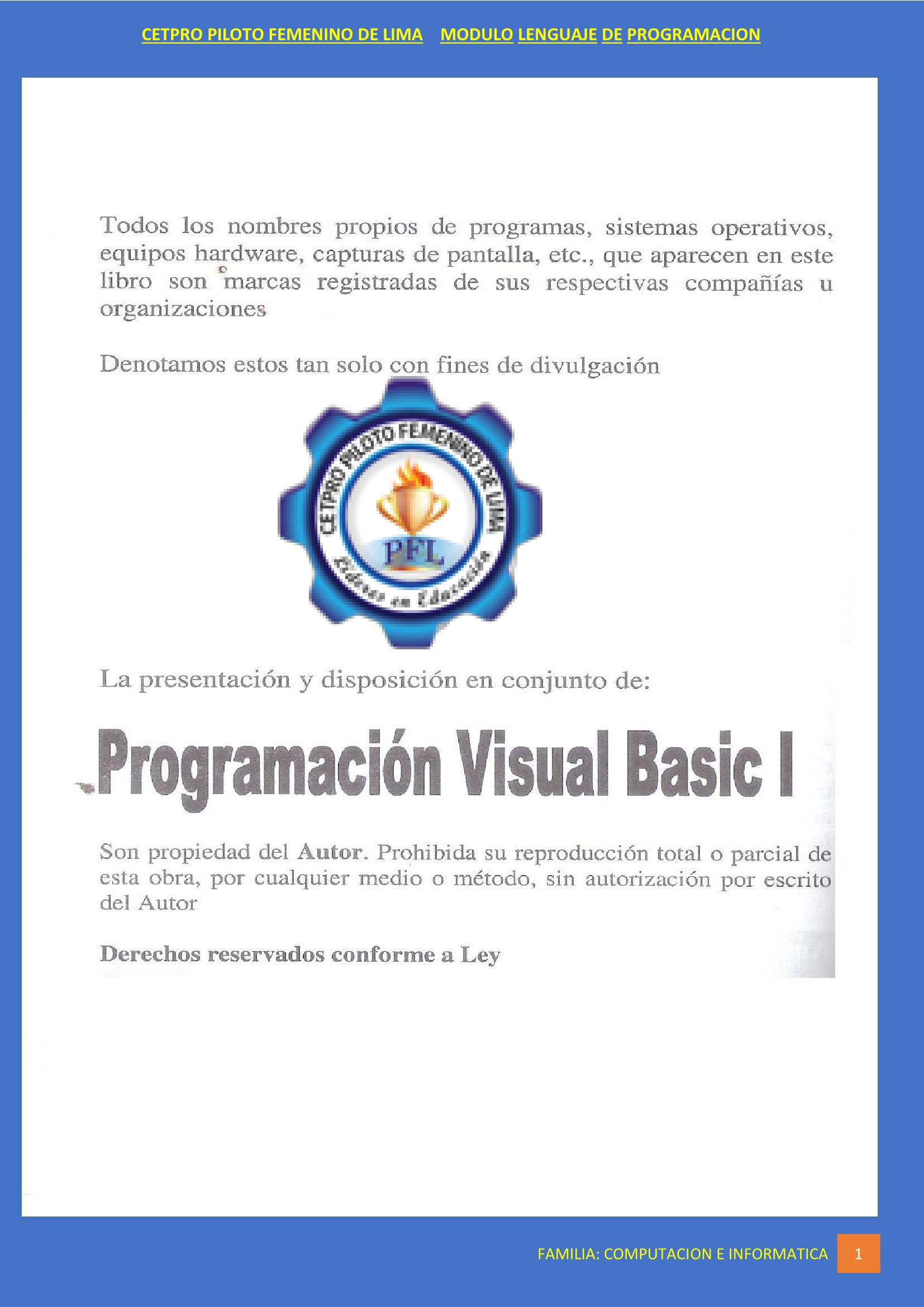 Lenguaje de programacion visual I - cetpropfl - Página 1 - 55 | Flip PDF en línea | PubHTML5