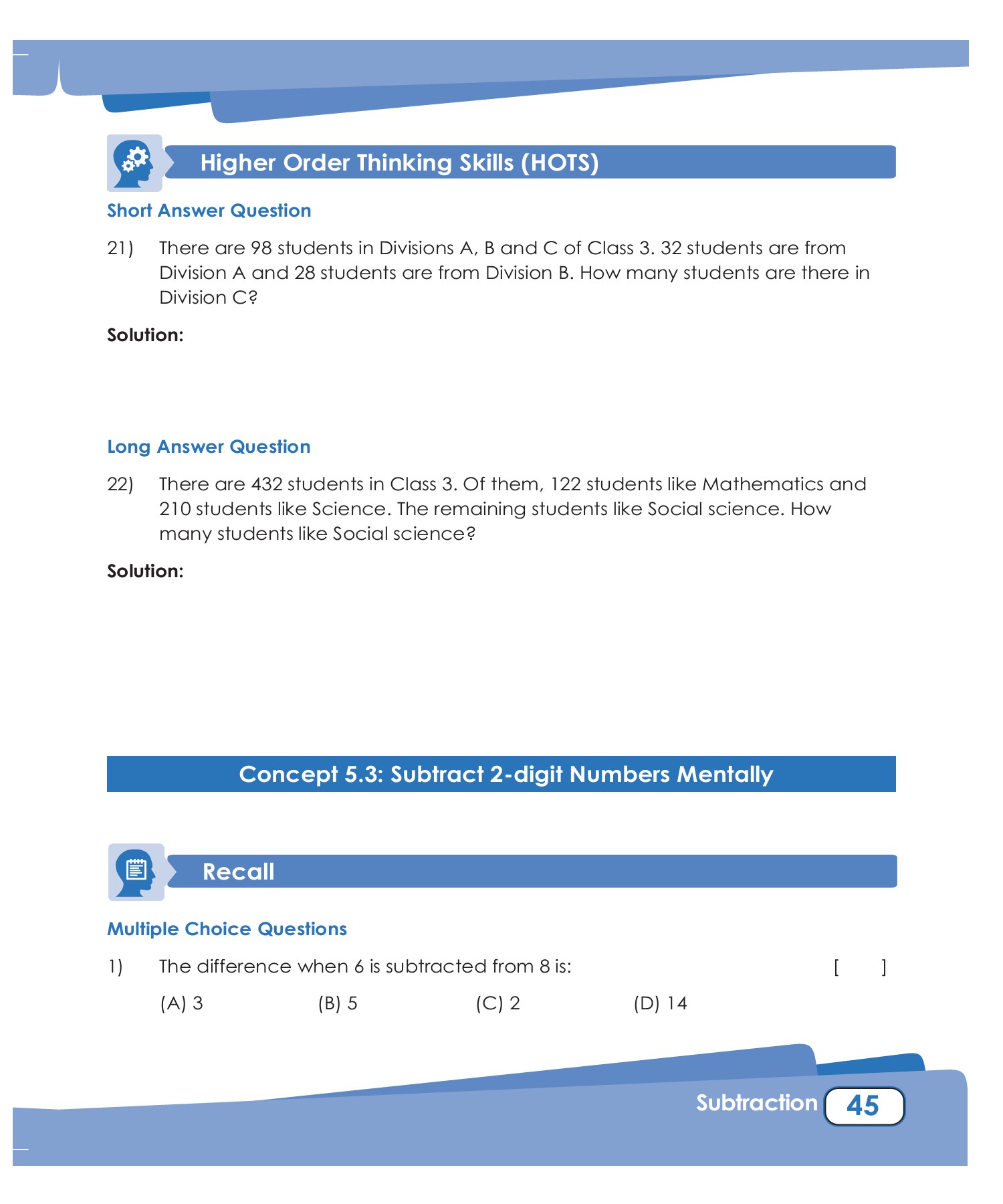 Higher Order Thinking Questions Third Grade