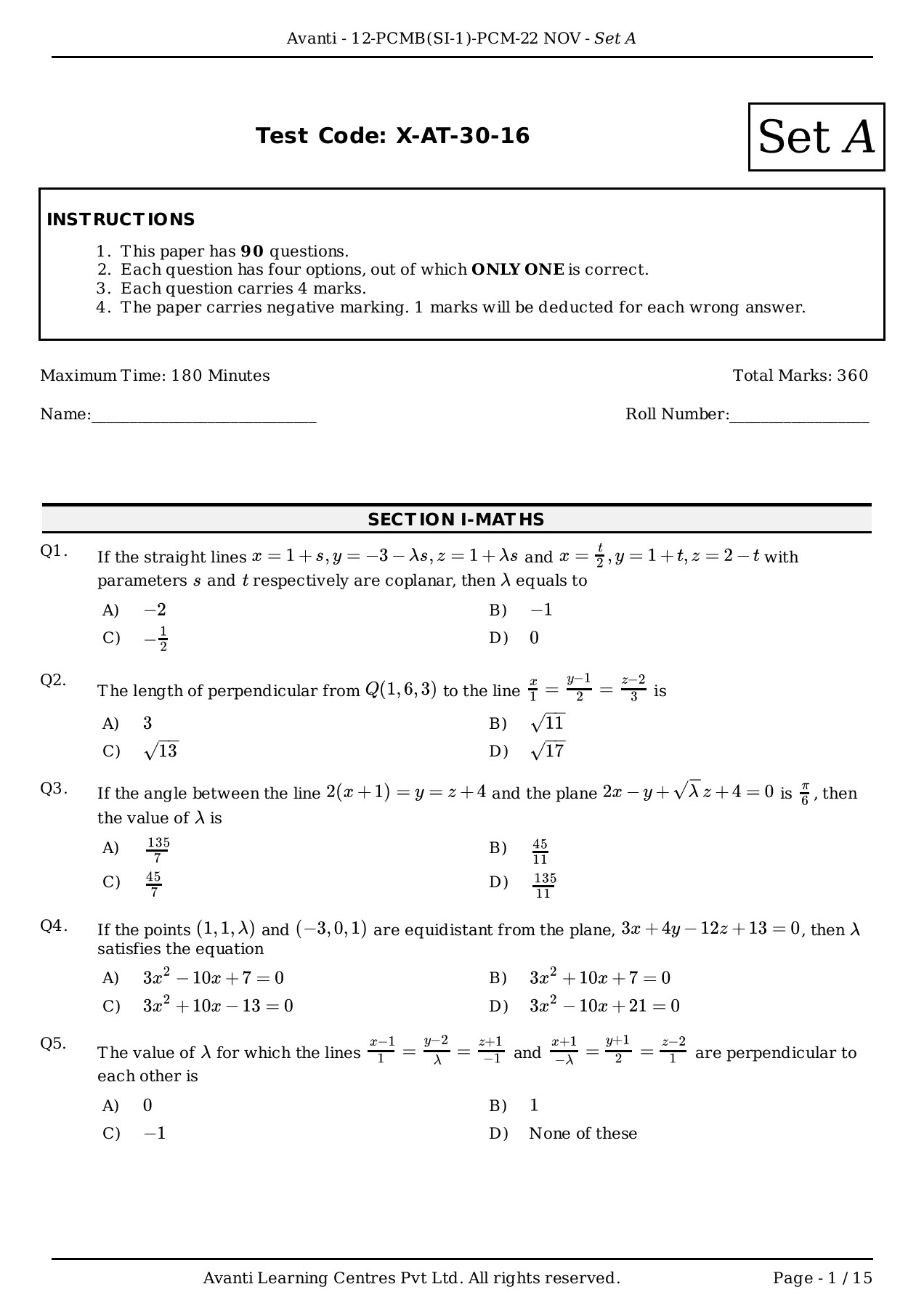 JEE_Major-Test_X-AT-30-16_A - CLASSKLAP - Page 1 - 15 | Flip PDF Online ...