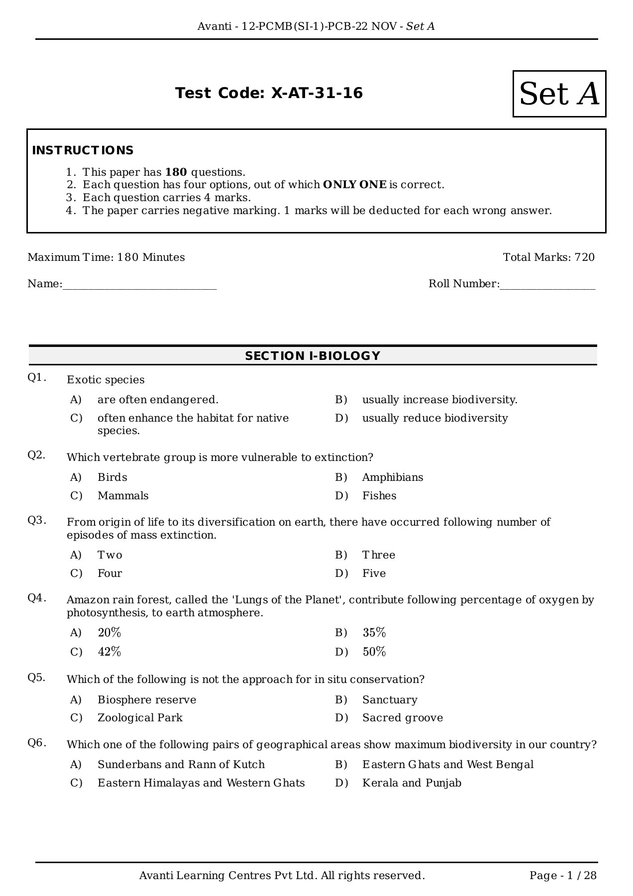 NEET_Major-Test_X-AT-31-16_A - CLASSKLAP - Page 1 - 28 | Flip PDF ...