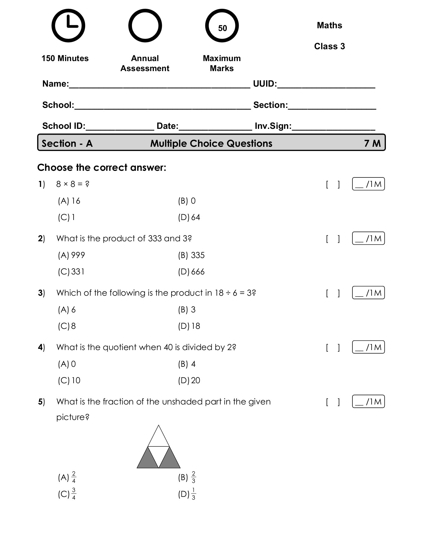 Bridge Course-AA_QP_2Part_G03_MATHS_BEG_A_50_AY2021_EY1920_QP_Assesment ...