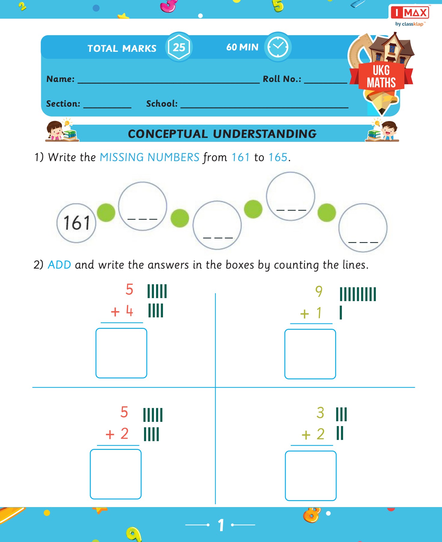 UKG_Maths_Assesment - CLASSKLAP - Page 1 - 6 | Flip PDF Online | PubHTML5