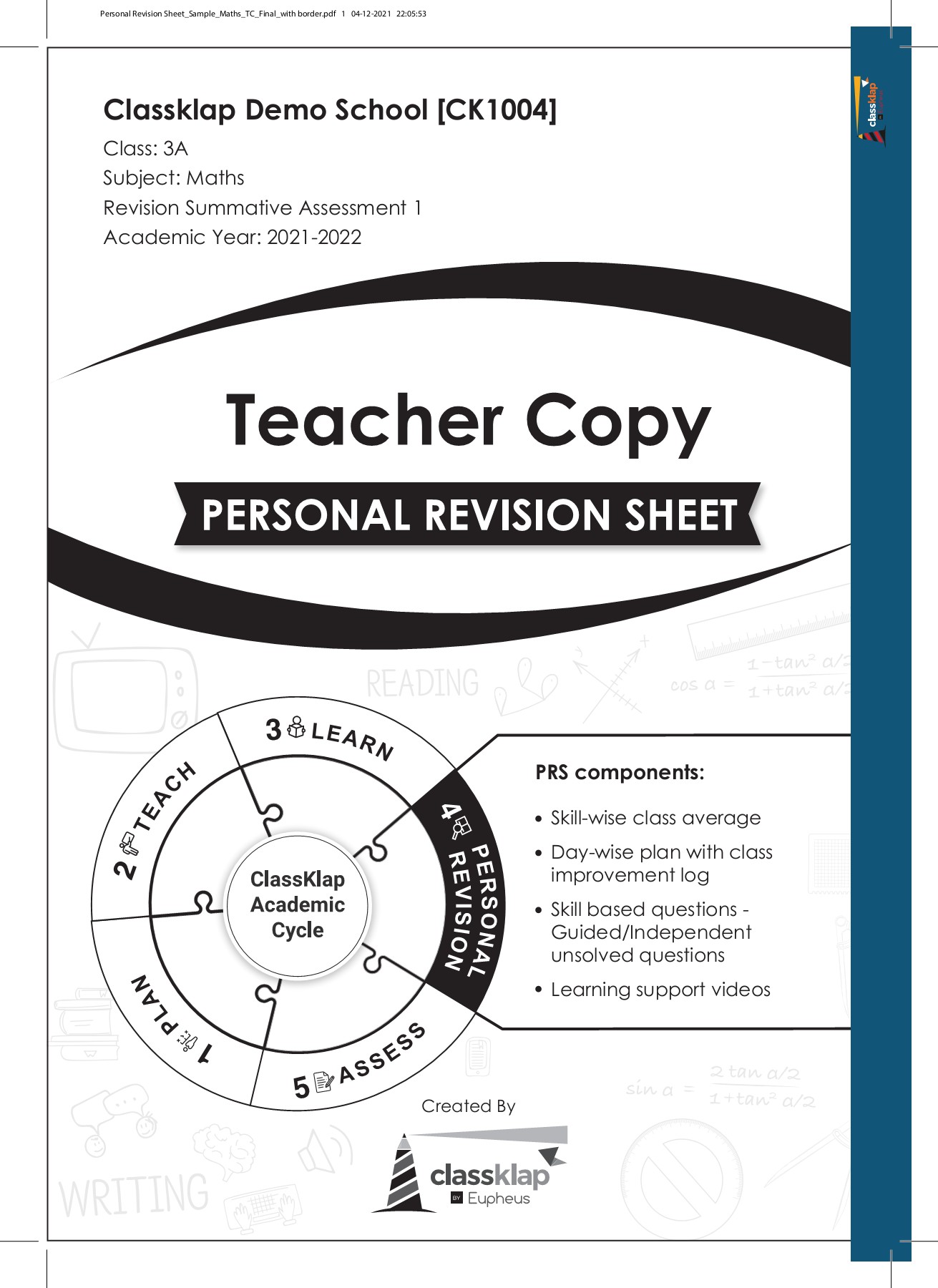 Personal Revision Sheet_Sample_Maths_TC_Final_with border - CLASSKLAP ...