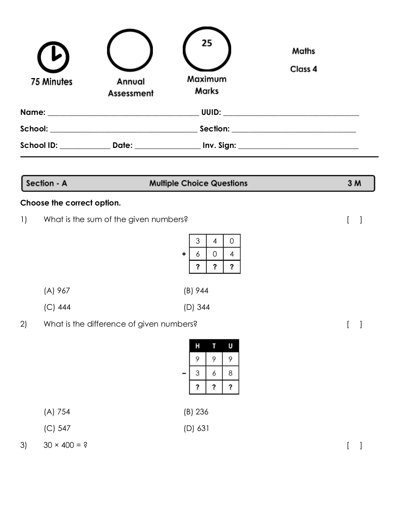 Summit_Maths_Grade 4_Bridge Course_QP_Assesment - CLASSKLAP - Page 1 ...