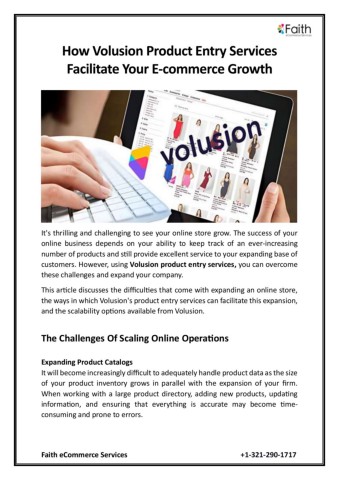 How Volusion Product Entry Services Facilitate Your E-commerce Growth