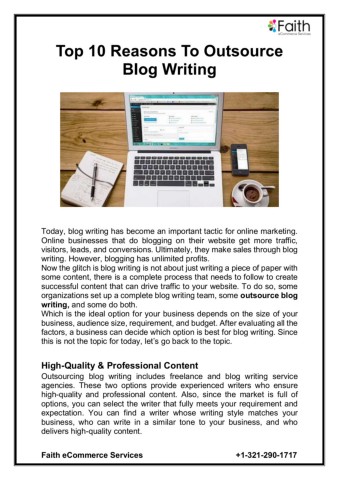 Top 10 Reasons To Outsource Blog Writing