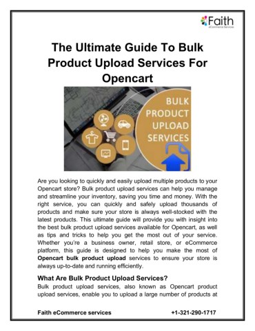 The Ultimate Guide to Bulk Product Upload Services for Opencart