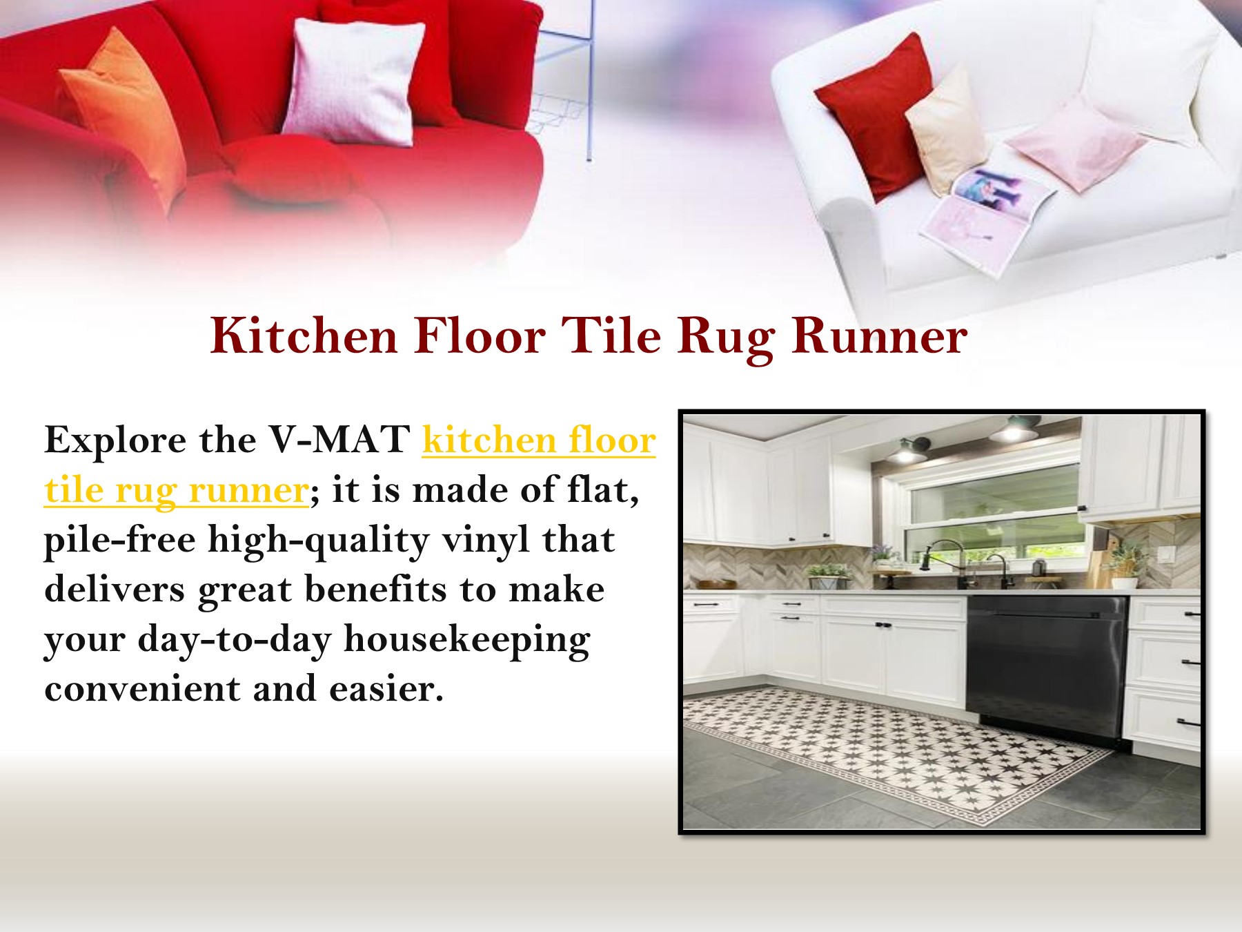 Kitchen Floor Tile Rug Runner - V-MAT Home - Page 1 - 6 | Flip PDF ...