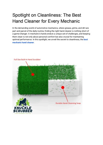 Spotlight on Cleanliness The Best Hand Cleaner for Every Mechanic