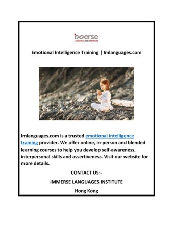 Emotional Intelligence Training Imlanguages.com