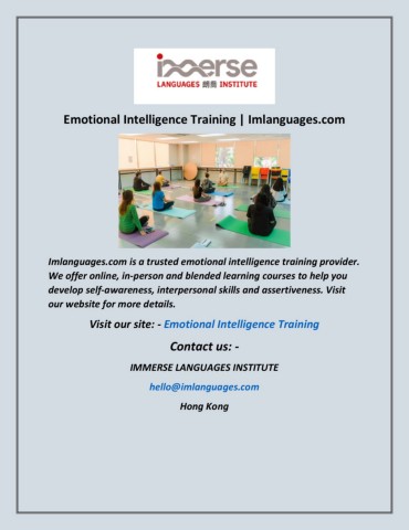 Emotional Intelligence Training Imlanguages com