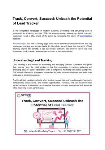 Track, Convert, Succeed Unleash the Potential of Lead Tracker
