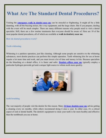 What Are The Standard Dental Procedures?