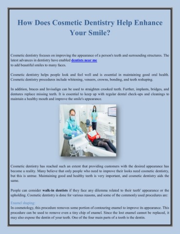 How Does Cosmetic Dentistry Help Enhance Your Smile?