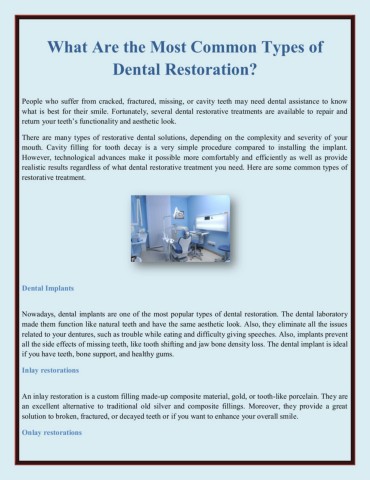 What Are the Most Common Types of Dental Restoration?