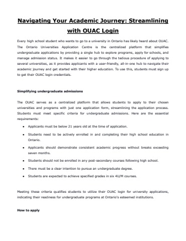 Navigating Your Academic Journey - Streamlining with OUAC Login