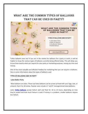 What Are the Common Types of Balloons That Can Be Used in Party?