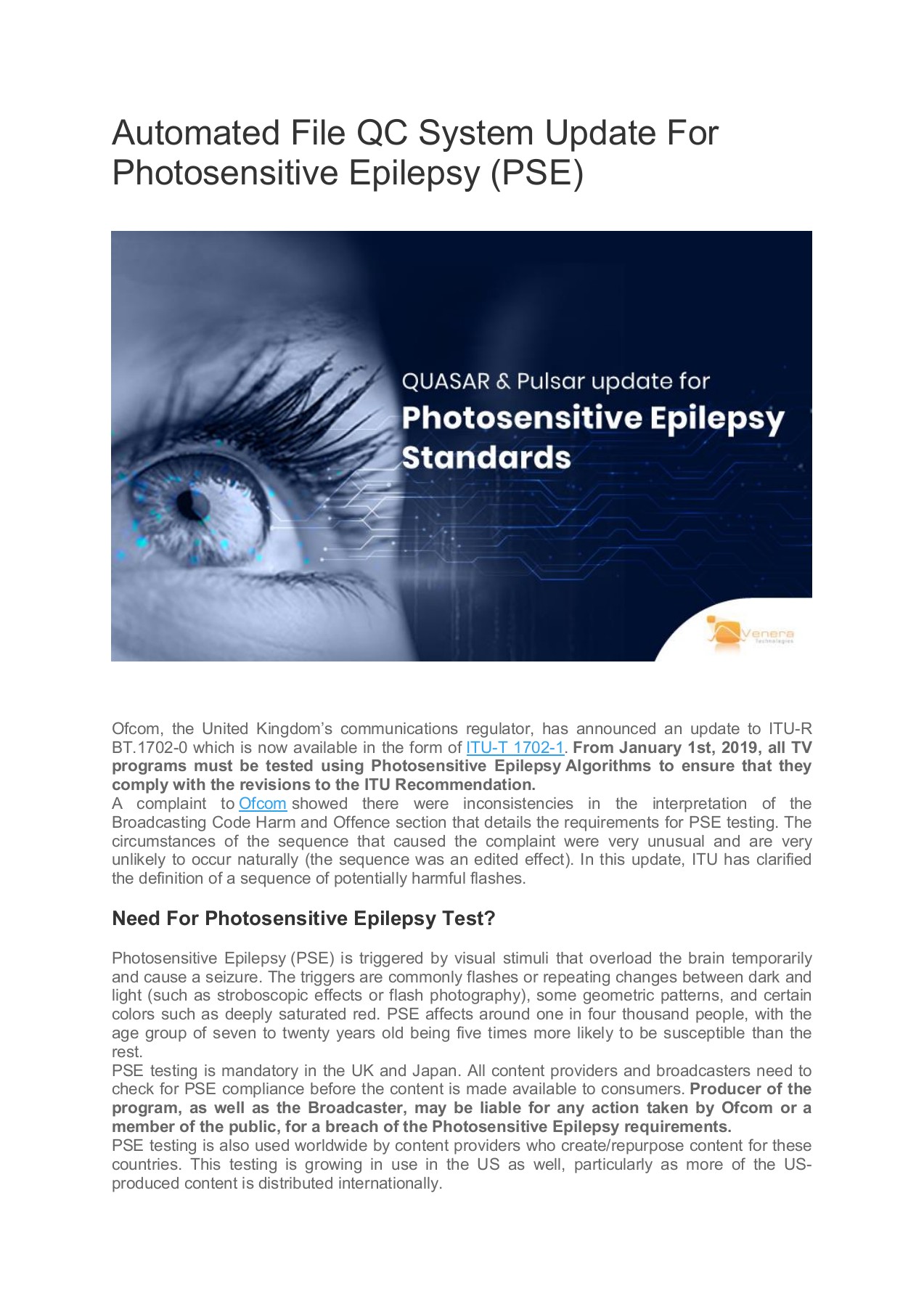 Automated File QC System Update For Photosensitive Epilepsy - Venera ...